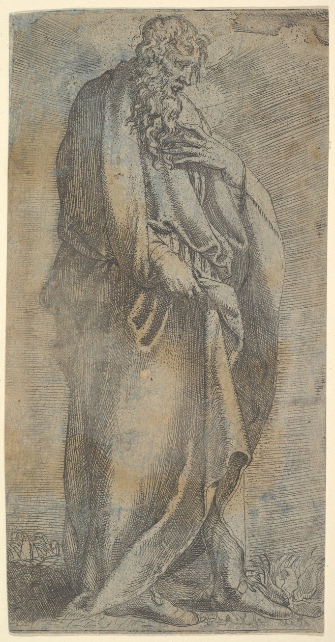 Heavily Draped Male Figure by Unbekannt: Fine art print