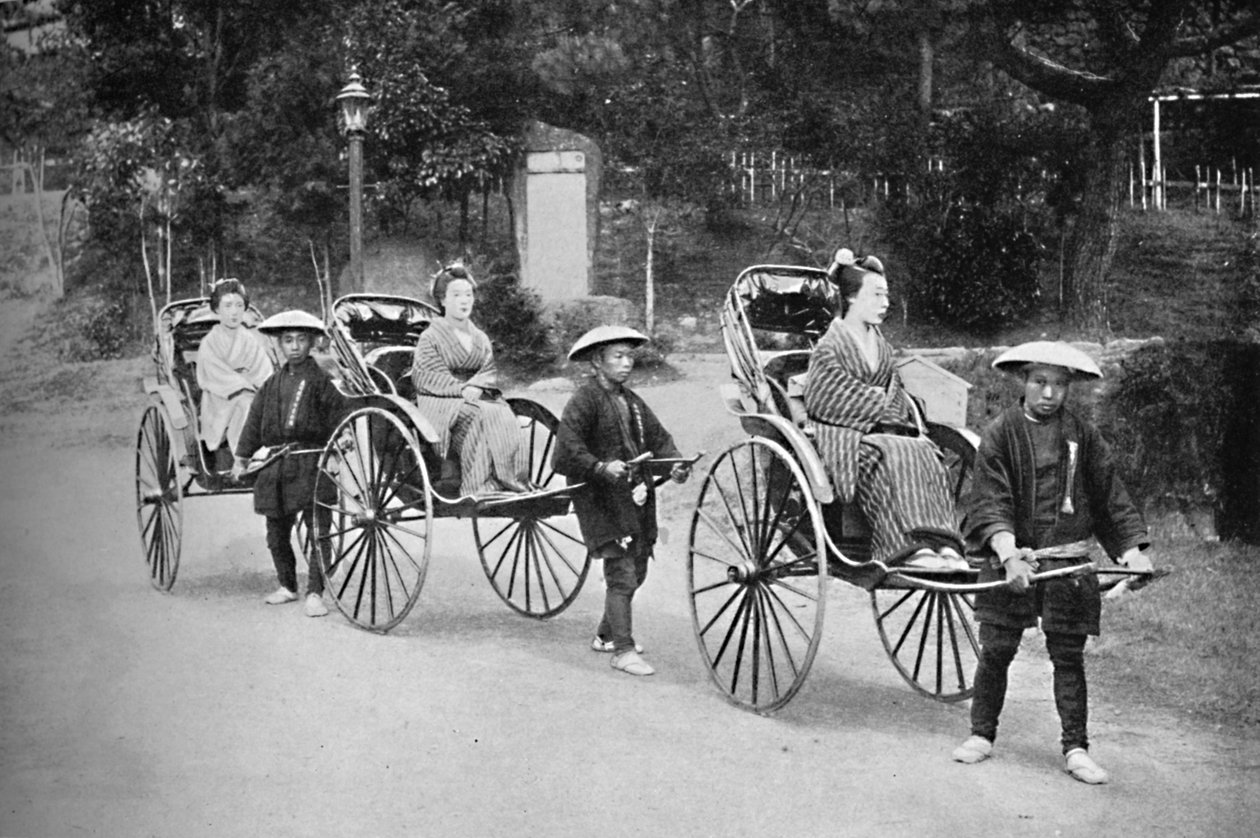 Japanese Ladies in Rickshaws Drawn by Coolies by Unbekannt
