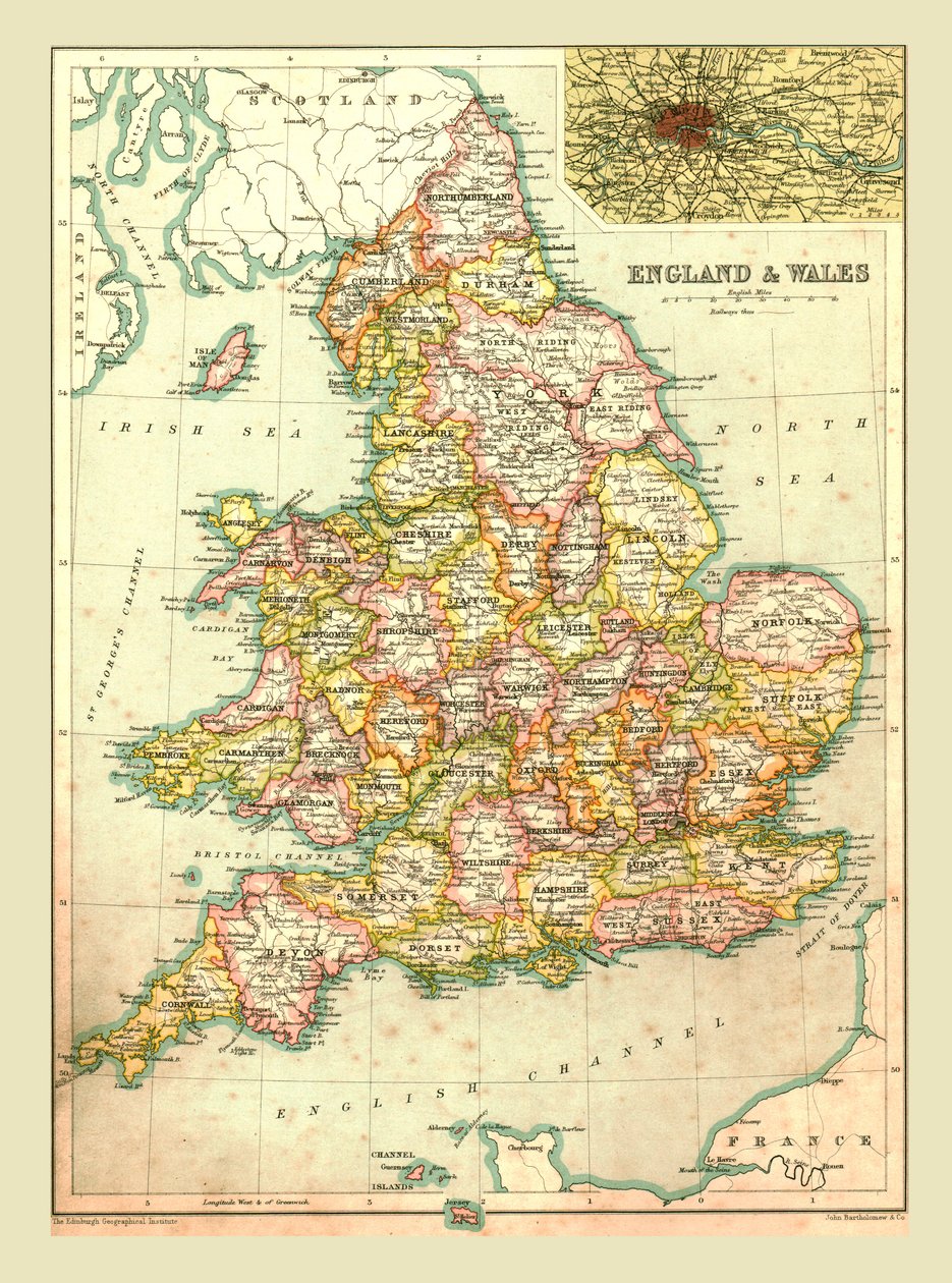 Map of England and Wales by Unbekannt: Buy fine art print