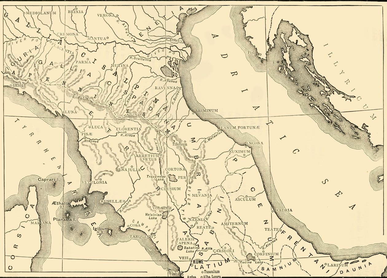 Map of Northern and Central Italy, 1890 by Unbekannt