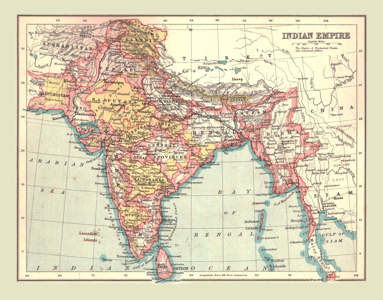 Map of the Indian Empire, 1902 by Unbekannt: Fine art print