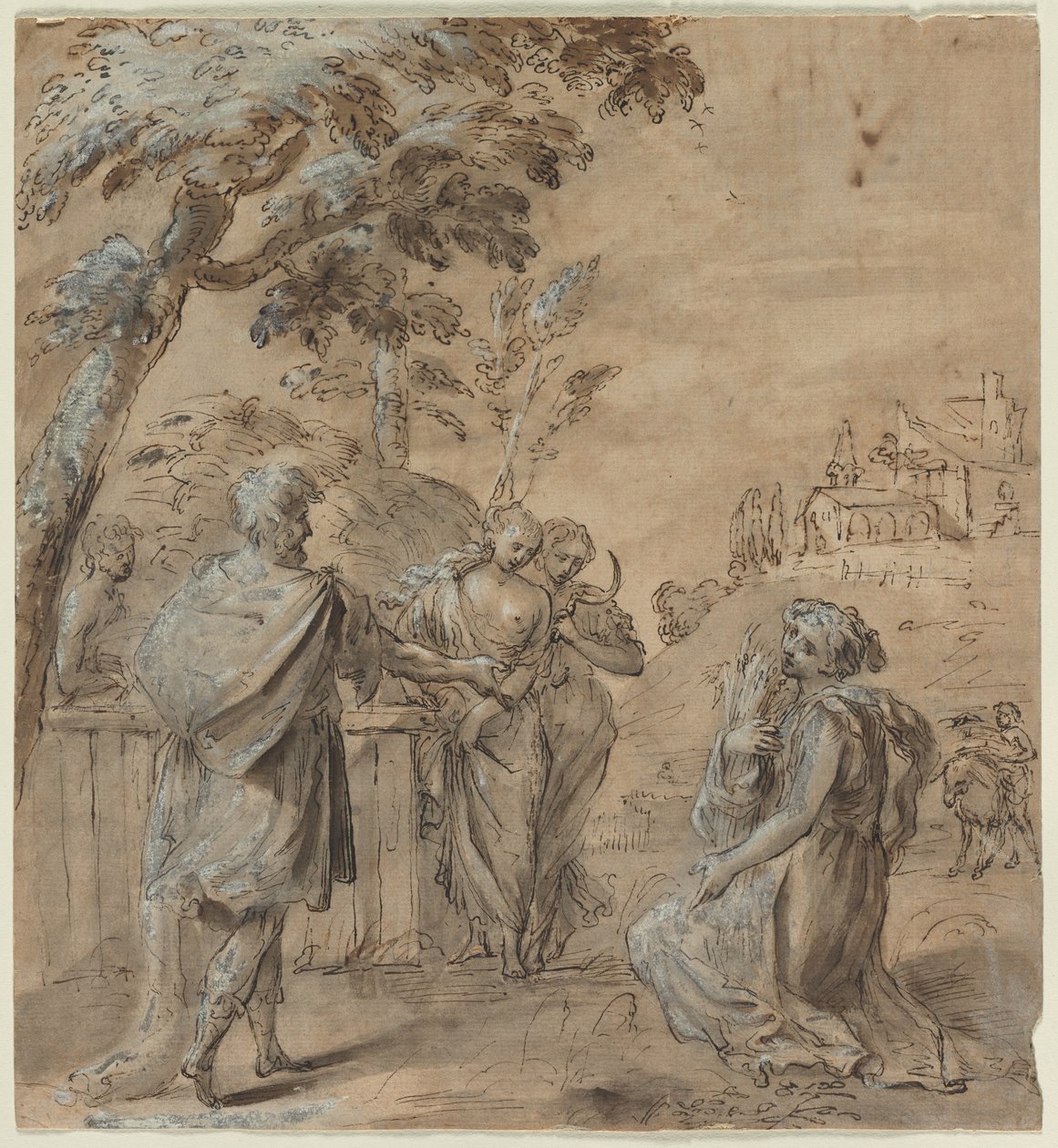 Ruth and Boaz (recto) The Fall of Simon Magus (verso)
