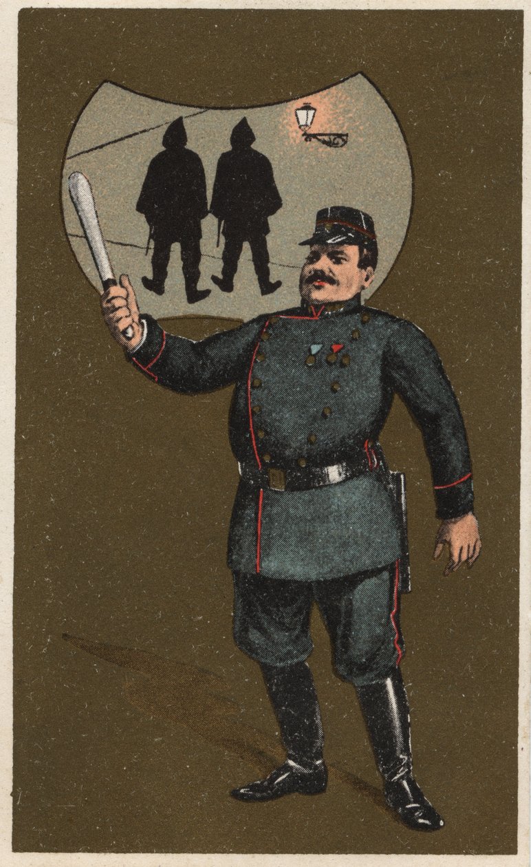 A French policeman in uniform with his truncheon. Anonymous ...