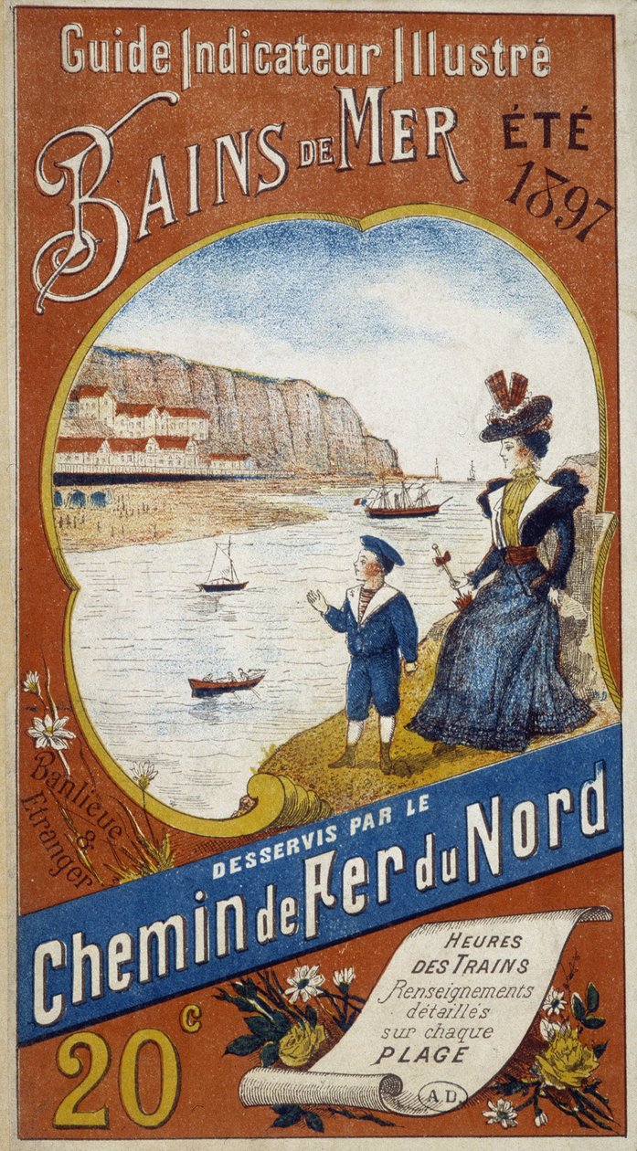 Advertising poster for the Indicator Guide Illustrated sea baths served ...