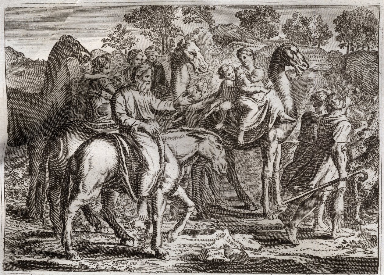 Bible of Royaumont, Old Testament: Return of Jacob. Jacob's return to ...