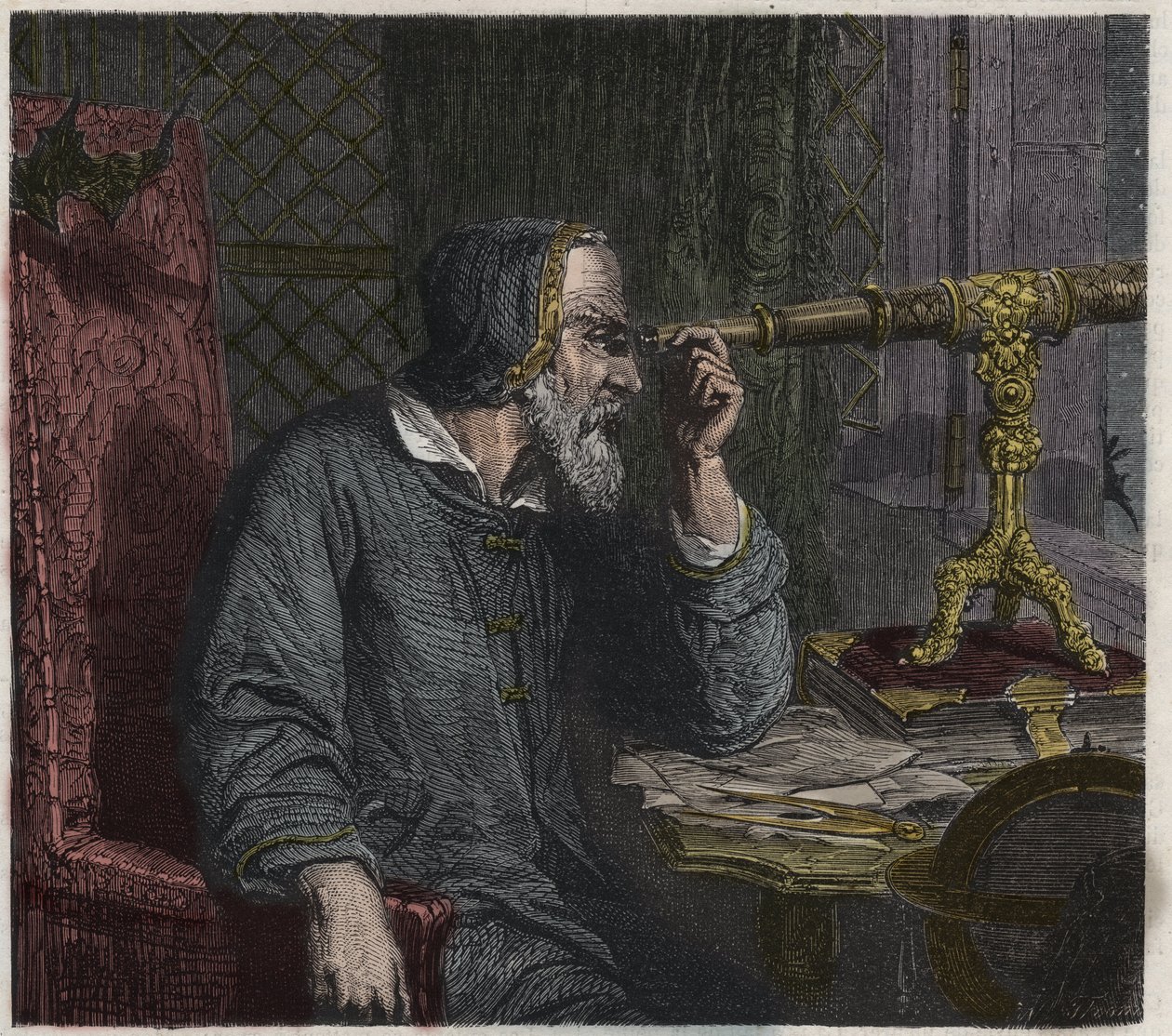 Galileo Galilei and his Telescope by Unknown artist