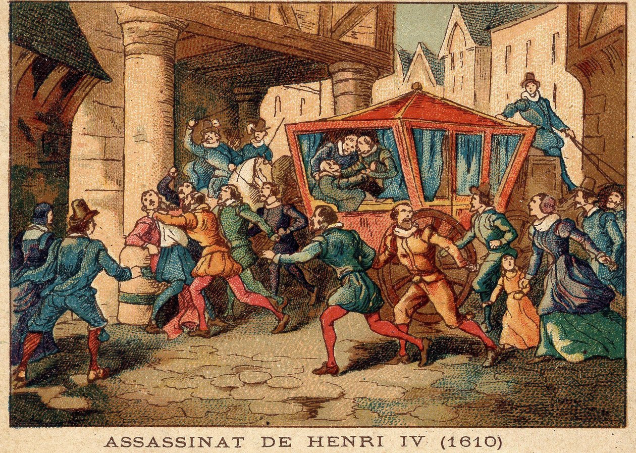 Murder of Henry IV and arrest of Ravaillac on 14 May 1610.