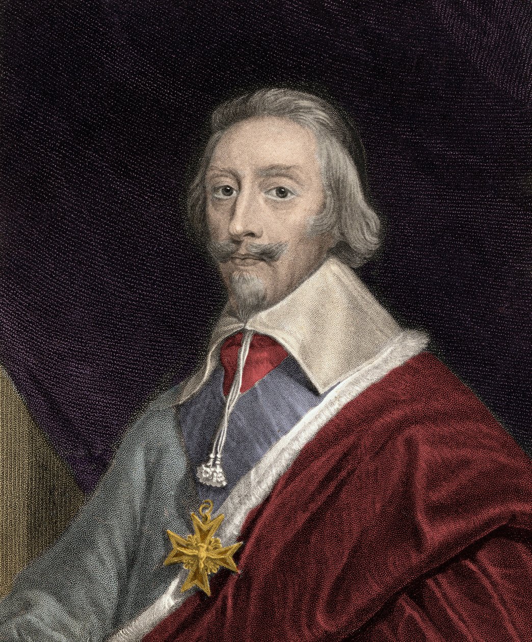 Portrait of Cardinal Richelieu carrying the cross of the Order of the ...