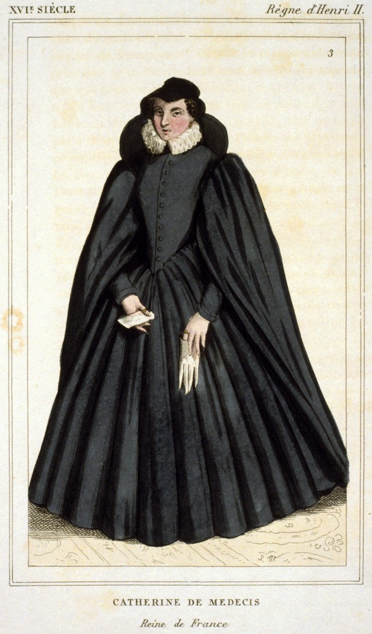 Portrait of Catherine de Medici (1519 - 1589), engraving early 19th century