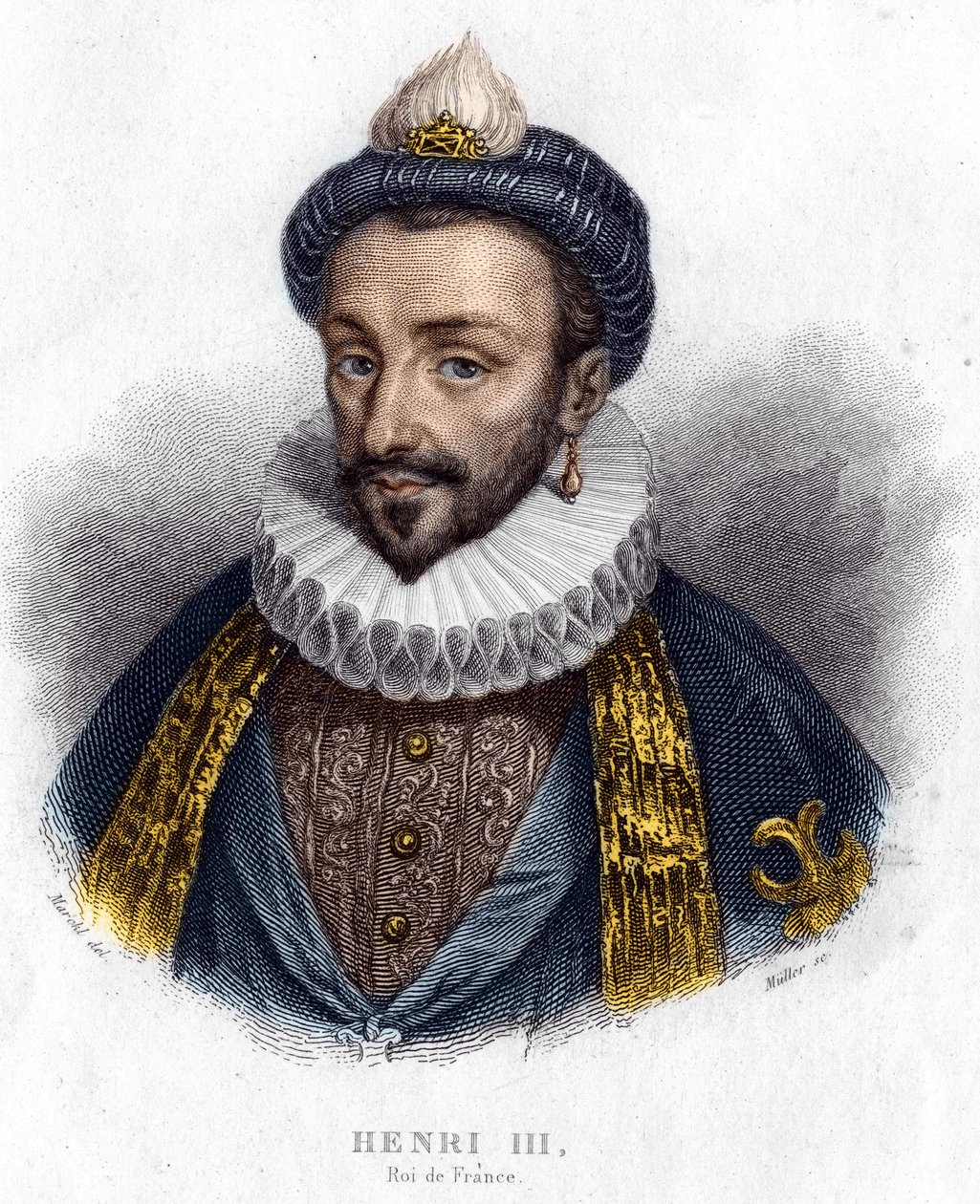 Portrait of Henry III (1551-1589), King of France. Engraving 19th Century