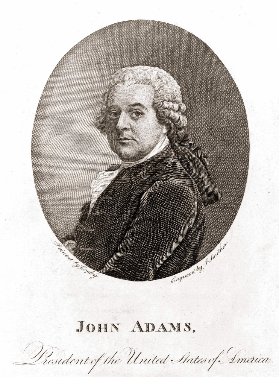 Portrait of John Adams, 2nd President of the United States. Engraving ...
