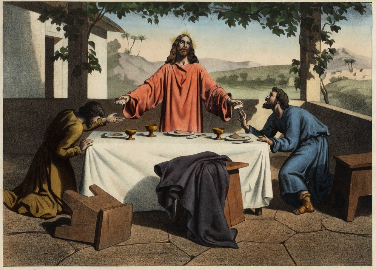 The disciples of Emmaus meet the risen Christ on Easter evening