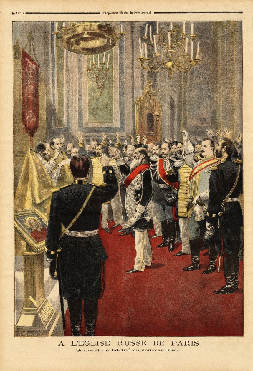 The oath of fidelity to the new tsar Nicholas II, in the cathedrale ...