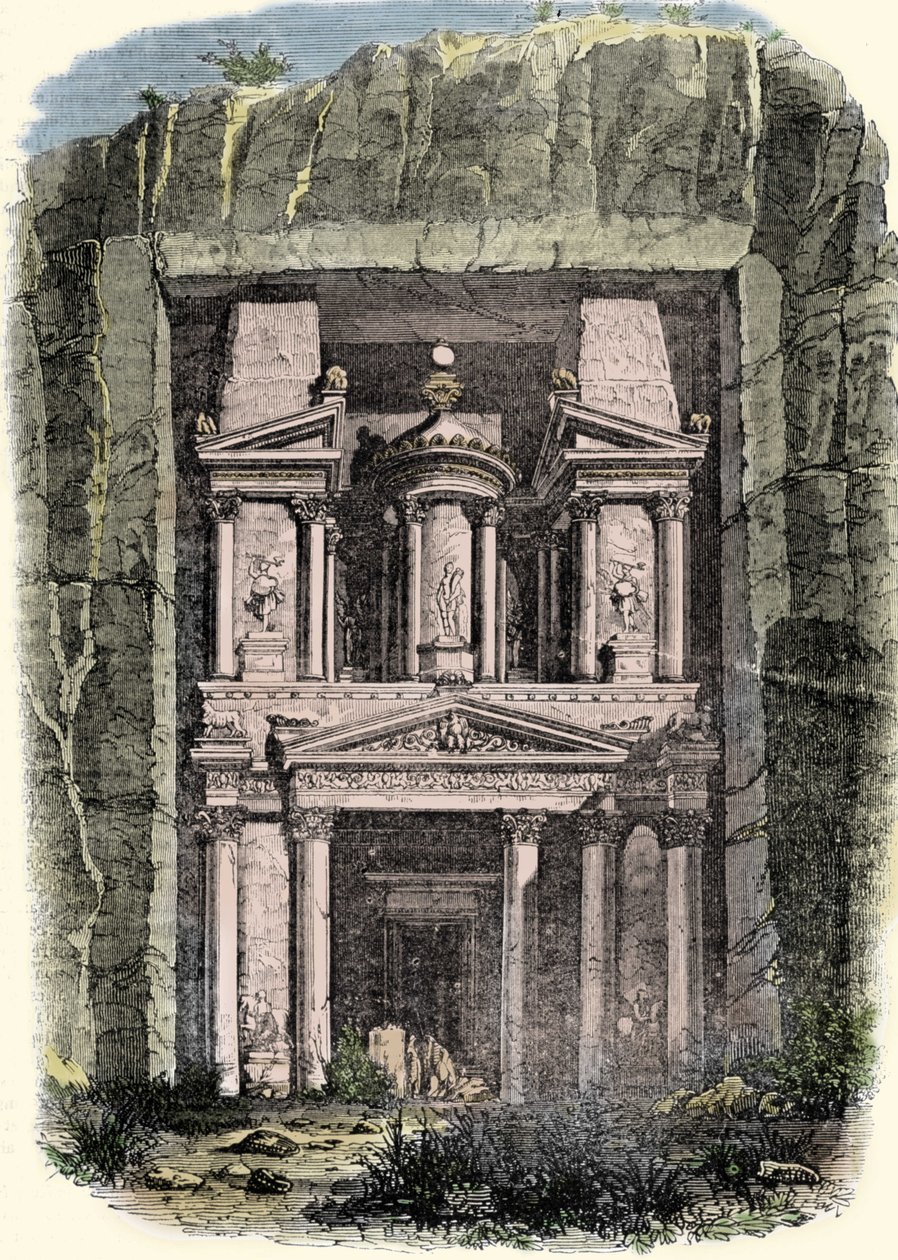 View of the Khazneh (the Treasury) of Petra in Jordan, Former Capital ...
