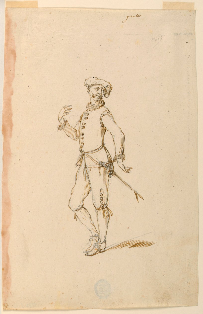 Drawing, Costume Design: A Captain for a Ballet, ca. 1720