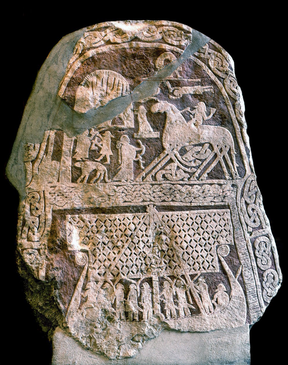 Runestone depicting Wotan (Odin) on his eight-legged horse Sleipnir ...
