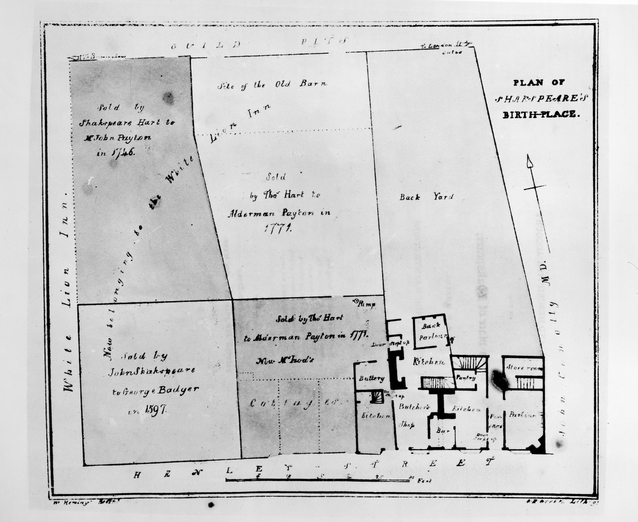 Plan of Shakespeare's Birthplace by W. Heming