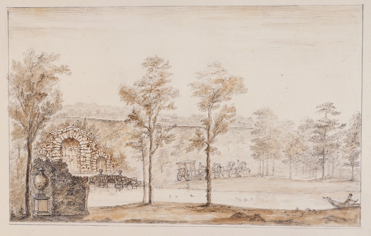 Chiswick, Design for a Rustic Cascade and Bridge Set Against the Terrace