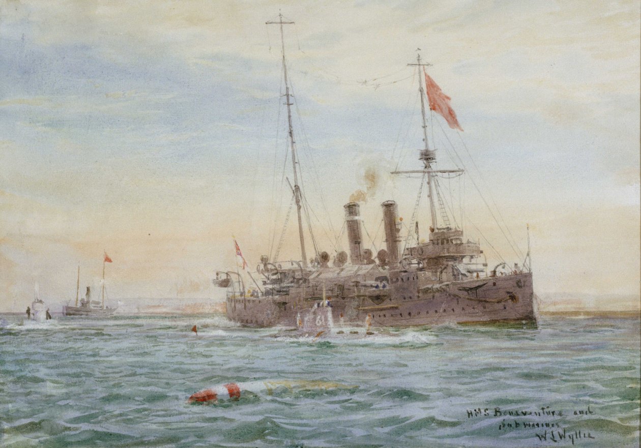 HMS Bonaventure and Submarines by William Lionel Wyllie
