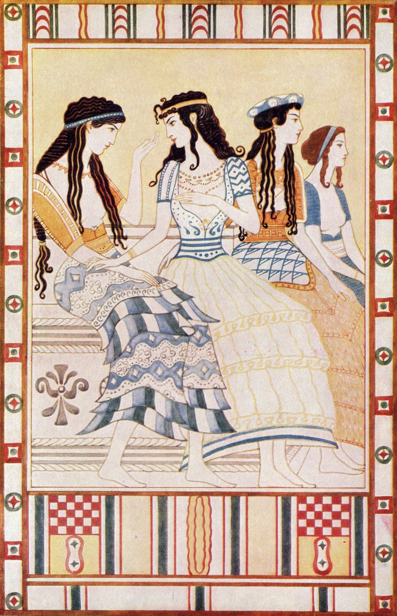 Ladies of the Minoan Court, illustration from 'Myths of Crete and Pre ...