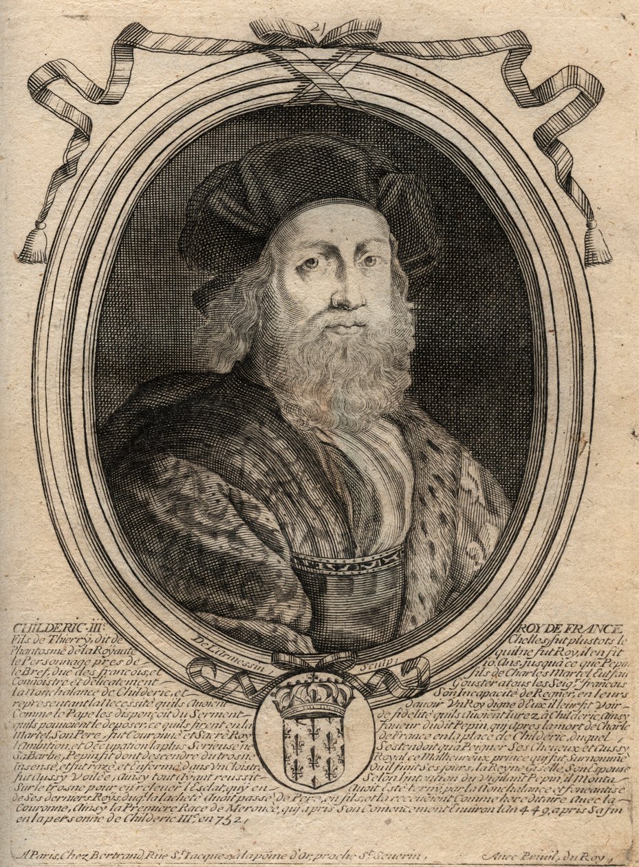 Dynasty of the Merovingians: Portrait of Childeric III (714-755) King ...