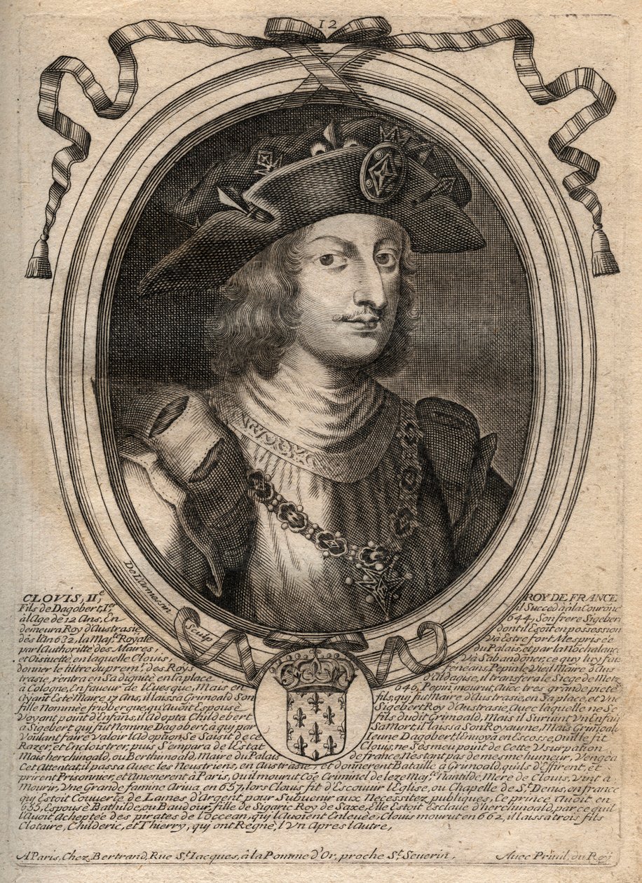 Portrait of Clovis II, King of the Francs (c.633-657) - engraving from ...