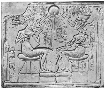 Relief depicting the Aten giving life and prosperity to Amenophis IV ...