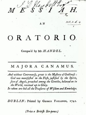 Cover of Sheet Music for Handel's Messiah, published in 1742