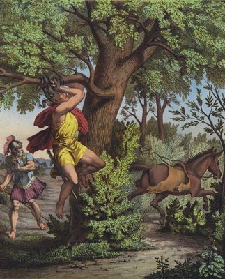 Death of Absalom, Son of King David, Caught by the Head in the Boughs ...