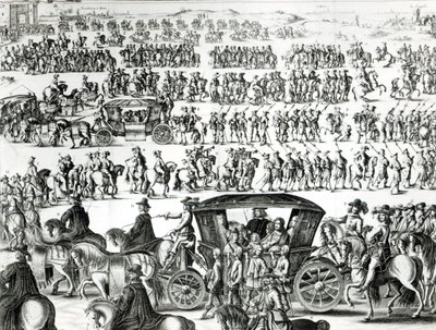 Procession of the entry of the young king Louis XIV as a child in the ...