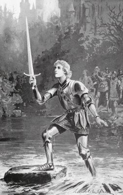Galahad lifted the sword quite easily (litho)