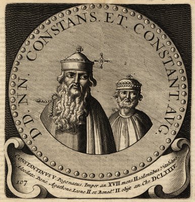 Portrait of Byzantine Emperors Constans II and Constantine IV