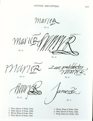 Signatures of Mary Queen of Scots, Henry King of Scots and James VI of ...