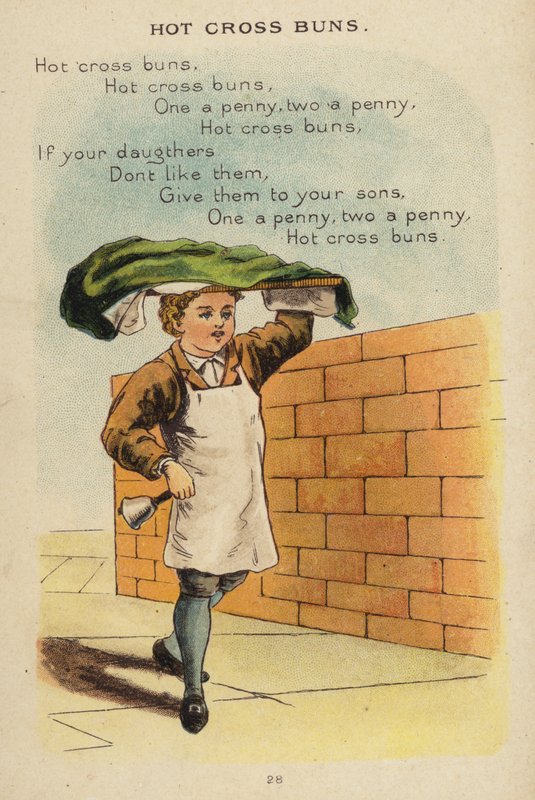 Nursery Rhyme: Hot Cross Buns (chromolithograph)