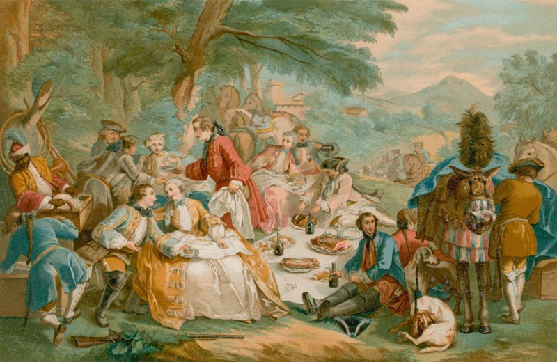 A Shooting Party at Lunch by French School: Fine art print