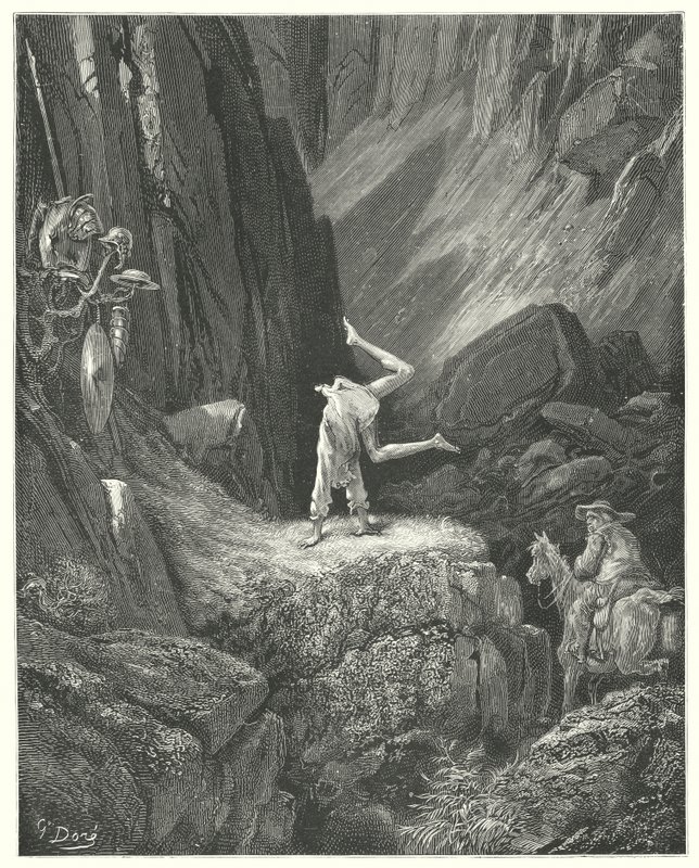 Gustave Dore's Don Quixote: "He gave two or three frisks in the air ...