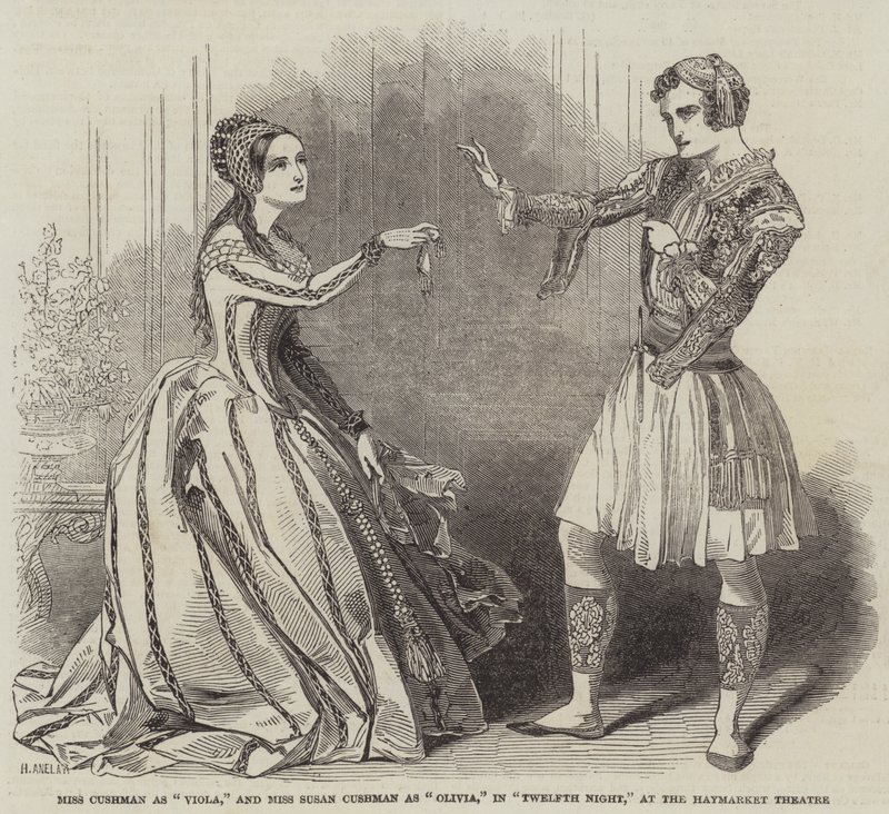 Miss Cushman as Viola, and Miss Susan Cushman as Olivia, in Twelfth ...