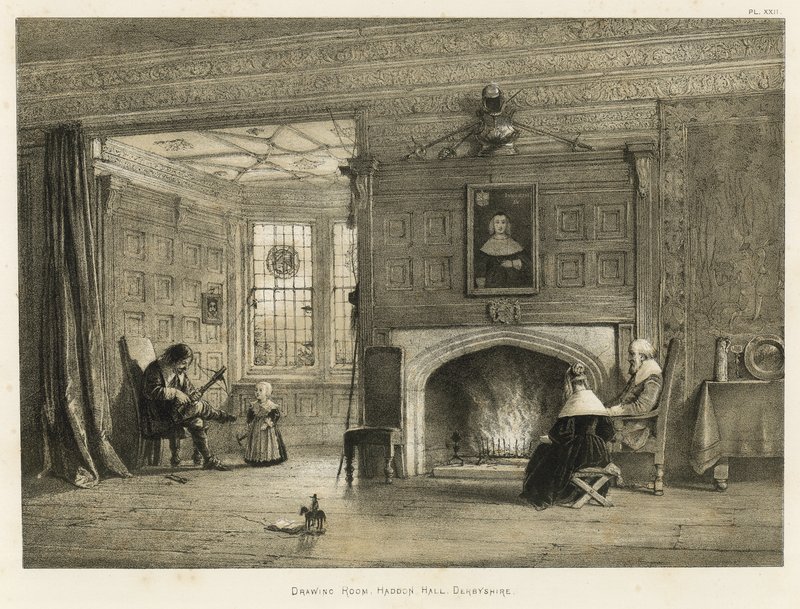 Drawing Room, Haddon Hall, Derbyshire by Joseph Nash