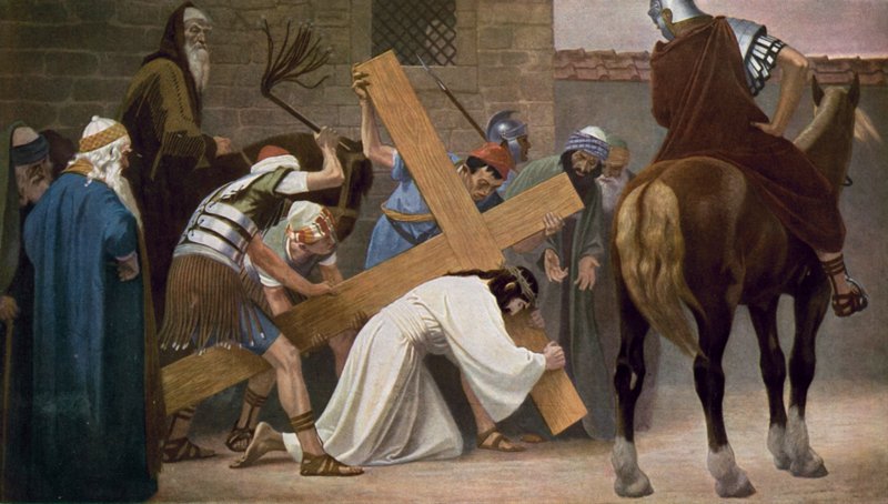 Jesus Falls for the First Time While Carrying His Cross