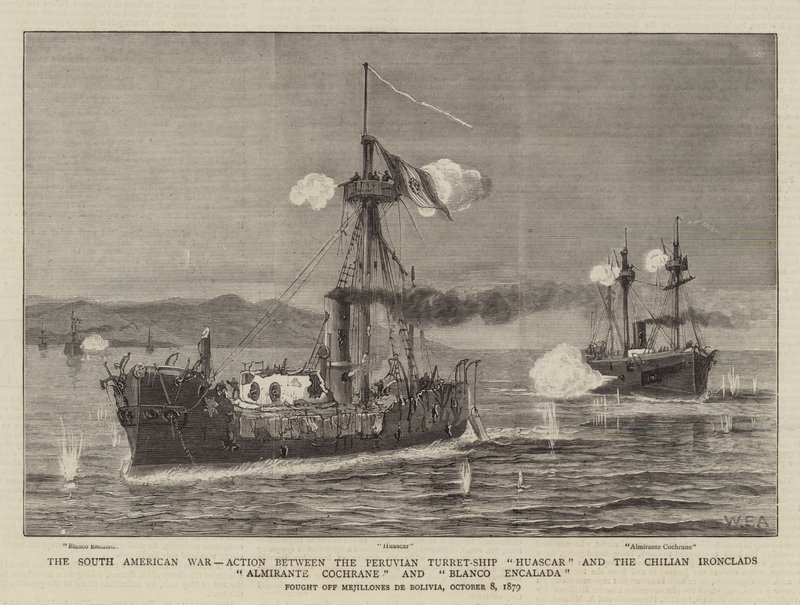 The South American War, Action between Peruvian Turret-Ship Huascar and ...